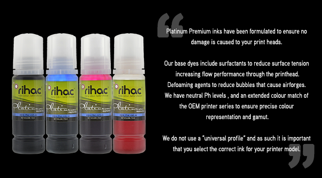 Rihac Photo Pro Ink for Epson EcoTank T502 502 4 x 100ml set pigment & dye